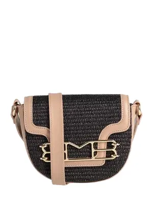 MY BEST BAG FIRENZE Saddle Cross-body Bag With Raffia Black