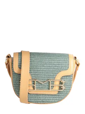 MY BEST BAG FIRENZE Saddle Cross-body Bag With Raffia Sage Green