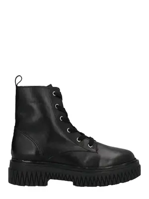 Schutz Ankle Leather Combat Boots - Black