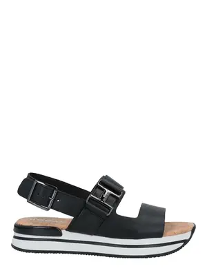 Hogan Soft Leather Sandals Black