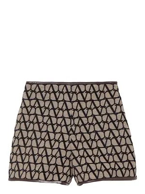 Valentino Garavani Toile Iconographe Flocked Canvas Shorts - Brown