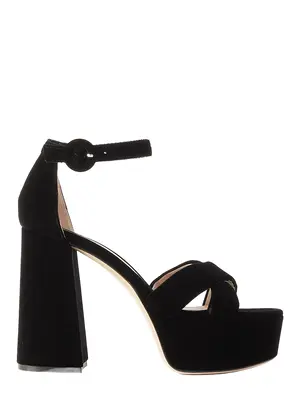 GIANVITO ROSSI Sheridan 110 Velvet Platform Sandals - Black