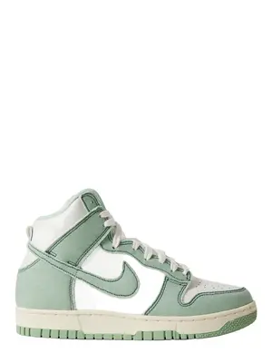 Nike Dunk 1985 Topstitched Denim And Leather High-top Sneakers - Green
