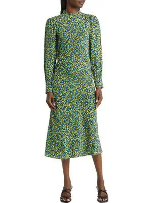 Rails Long Sleeve Midi Dress - Abstract Garden