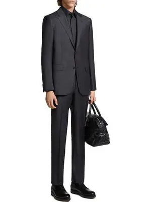 Zegna Pin Dot Trofeo Milano Wool Suit - Dark Grey
