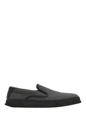 FERRAGAMO Jacquard Fabric Slip-on Sneakers - Black