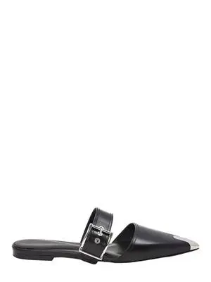 Alexander McQueen Buckled Leather Mules - Black