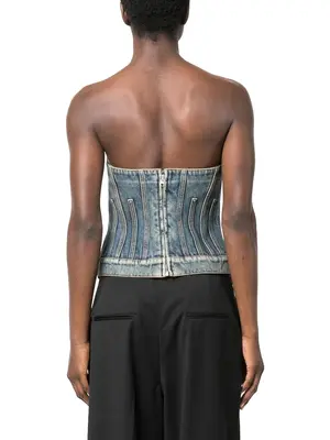 Alexander McQueen Strapless Denim Top - Blue