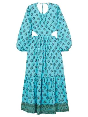Hannah Artwear Carmen Open-back Printed Maxi Dress - Blue
