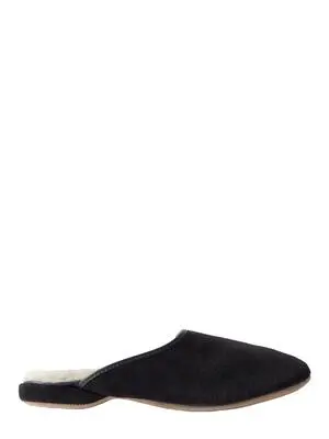 Derek Rose Douglas Leather-trimmed Shearling-lined Suede Slippers - Black