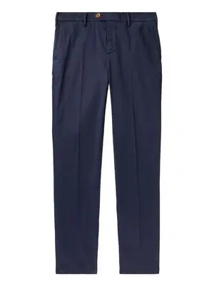 Brunello Cucinelli Slim-fit Stretch-cotton Gabardine Trousers - Blue