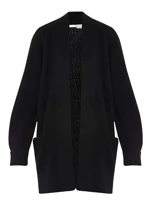 Vince Vince Cashmere Shawl-Collar Open-Front Cardigan Black