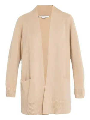 Vince Vince Cashmere Shawl-Collar Open-Front Cardigan Camel