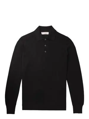 Brunello Cucinelli Virgin Wool And Cashmere-blend Polo Shirt - Black