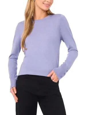Halogen Button Cuff Crewneck Sweater - Stonewash