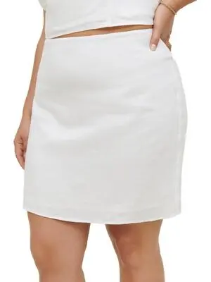 REFORMATION Veranda Linen Mini Skirt - Ivory