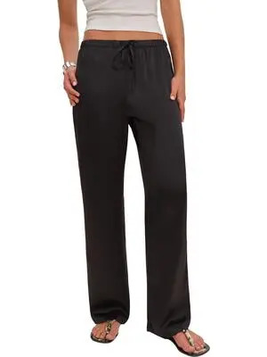 REFORMATION Olina Silk Pant - Black