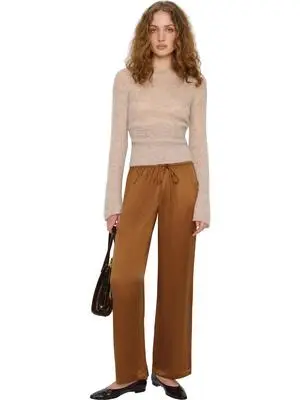 REFORMATION Olina Silk Pant - Brown