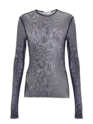 Jean Paul Gaultier Crystal-embellished Mesh Top - Blue