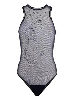 JEAN PAUL GAULTIER Jean Paul Gaultier Embellished Printed Bodysuit