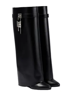 Givenchy Shark Lock Leather Knee-high Boots - Black