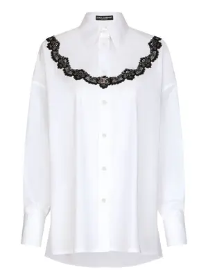 Dolce & Gabbana Lace-insert Poplin Shirt - White