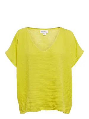 Velvet By Graham & Spencer Elsa Cotton Gauze Top - Yellow