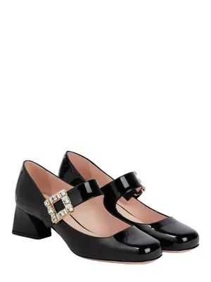 ROGER VIVIER Très Vivier Patent Leather Mary Jane Pumps - Black