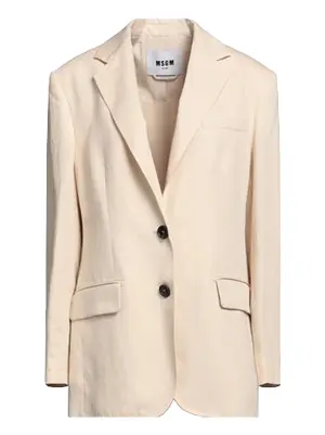 MSGM Blazer In Linen And Lyocell Beige
