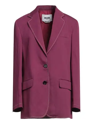MSGM Blazer In Linen And Lyocell Mauve