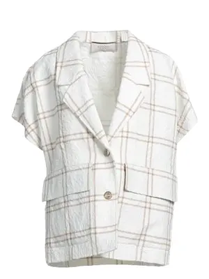 Agnona Single-breasted Checked Jacquard Blazer - White
