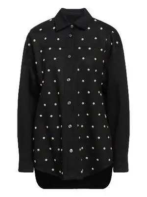 MSGM MSGM Embroidered Denim Overshirt Black