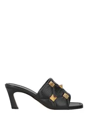 Valentino Garavani Sandals In Leather With Studs - Black
