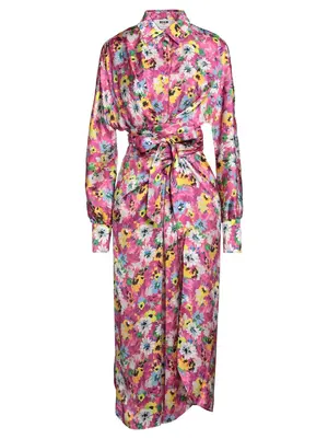 MSGM MSGM Midi Shirt Dress Fuchsia