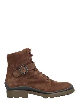 TOD'S Lace-up Calfskin Ankle Boots - Brown