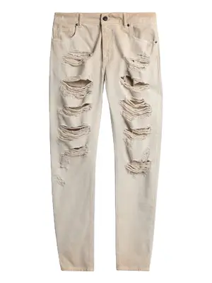 NOSTRASANTISSIMA Skinny Fit Jeans With Ripped Detail Beige