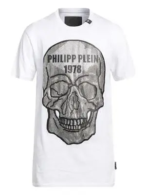 Philipp Plein Man T-shirt White Size Xl Cotton, Fiberglass White