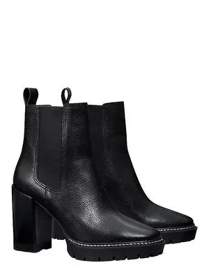 Tory Burch Carson Lug Sole High Heel Boots - Perfect Black