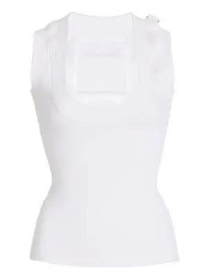 Brandon Maxwell Anne Scoop Neck Tank - White