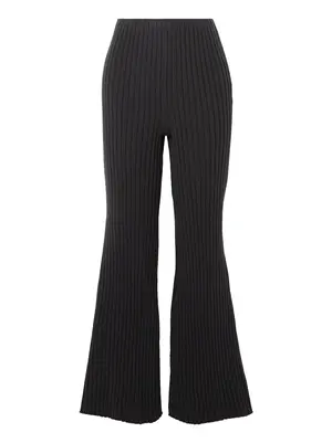 THE ROW Bija Ribbed Cashmere Flared Pants - Blue
