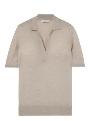 Gabriela Hearst Frank Cashmere And Silk-blend Polo Shirt - Neutrals