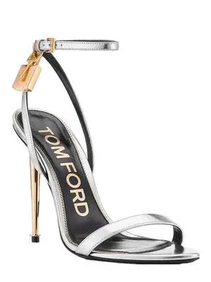 TOM FORD Padlock Naked Metallic Sandal - Taa Silver