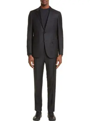 Zegna Trofeo™ Classic Fit Black Wool Suit - Blk Sld