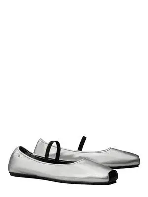 Tory Burch Runway Ballet Flat Silver/perfect Black