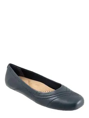 Trotters Sasha Square Toe Flat - Navy