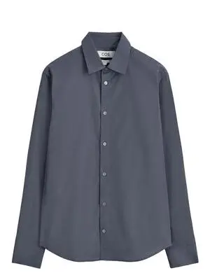 Cos Tailored Cotton Shirt Dark Blue