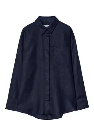 Cos COS Oversized Linen Shirt Blue
