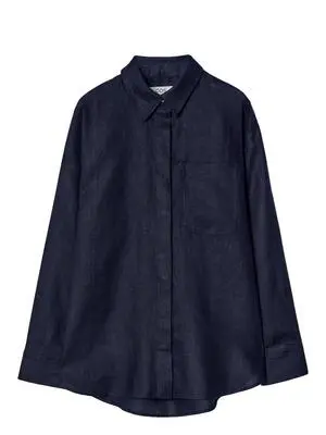 Cos COS Oversized Linen Shirt Navy