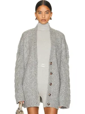 HELSA Helsa Serena Cable Knit Cardigan Heather Grey