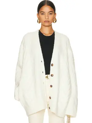 HELSA Helsa Serena Cable Knit Cardigan White
